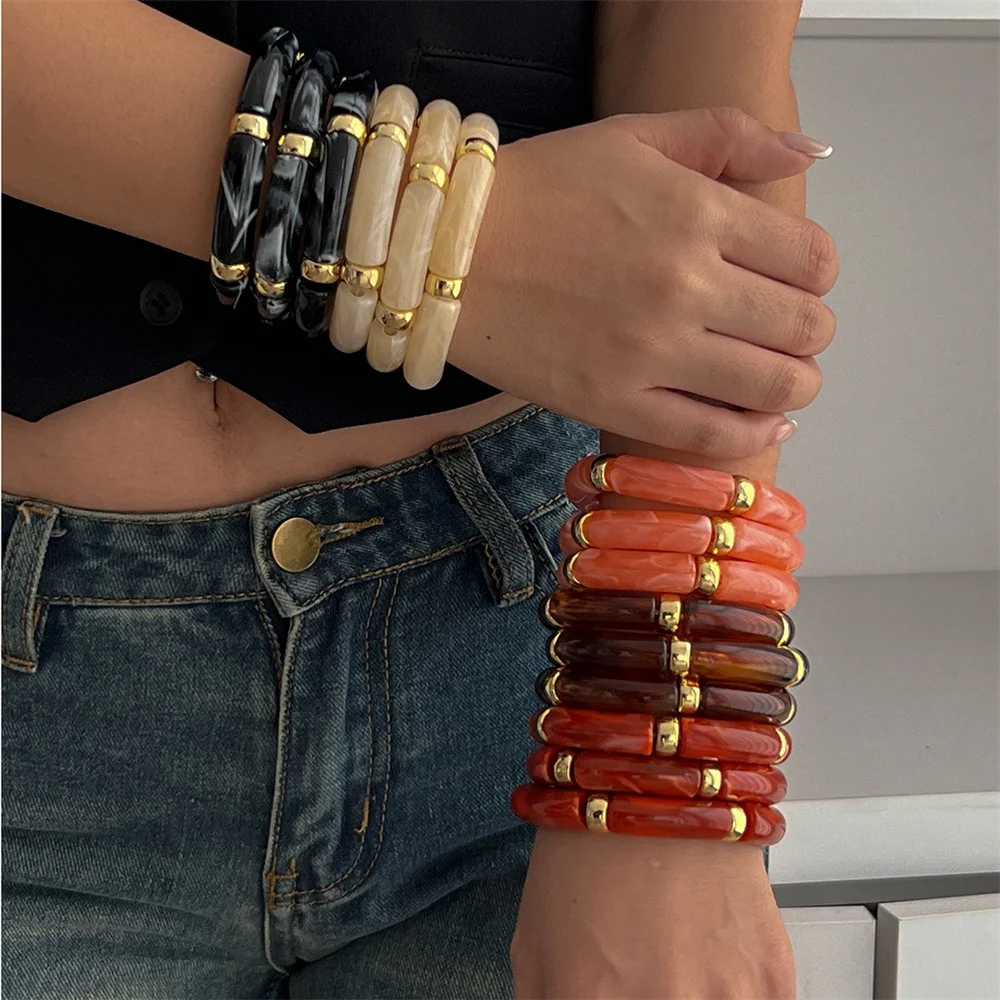 3Pcs Chunky Bamboo Bangle Bracelets for Women Fashion Stack Layered ...