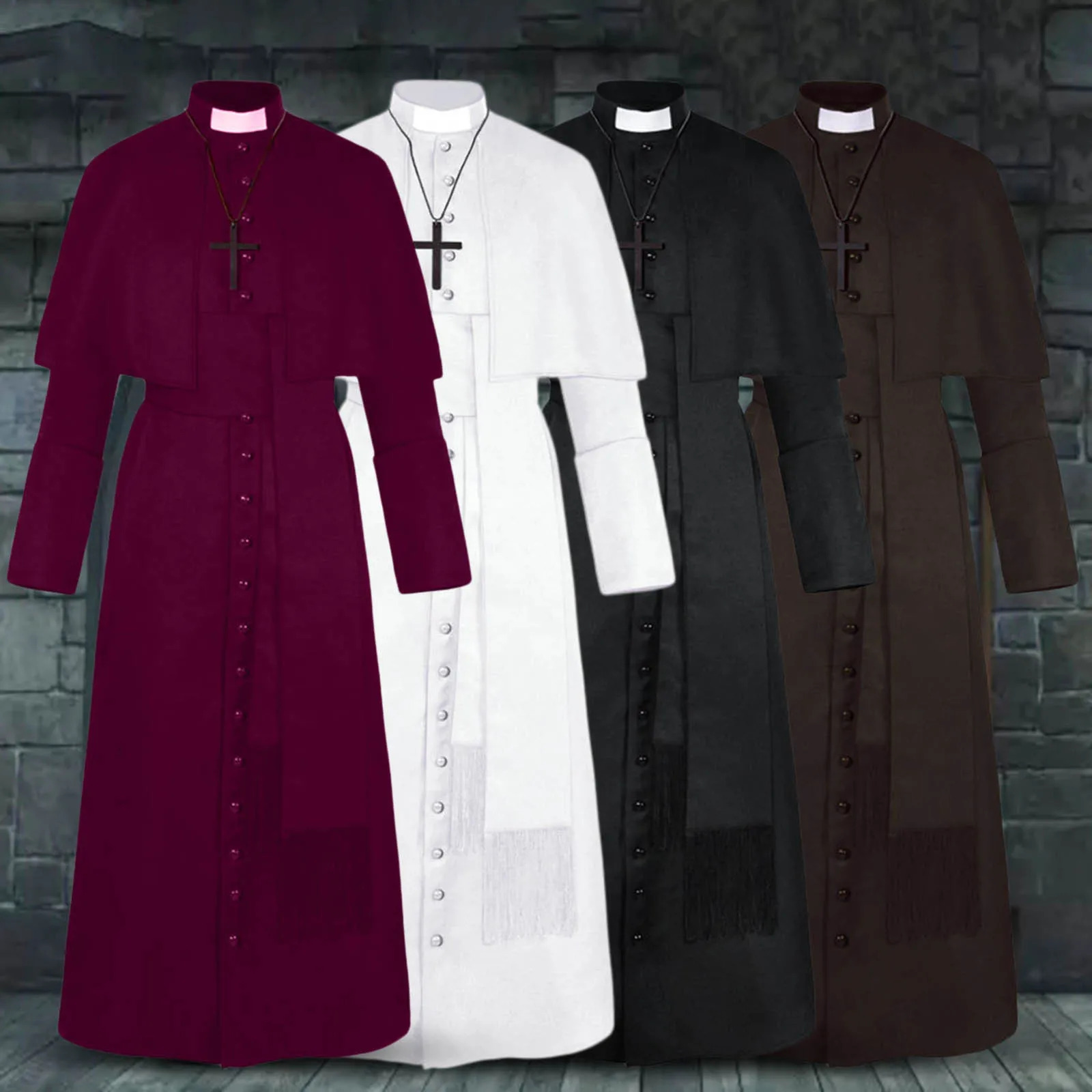 Medieval-Vintage-Priest-Uniform-Robe-Halloween-Men-Pope-Pastor-Cloak ...