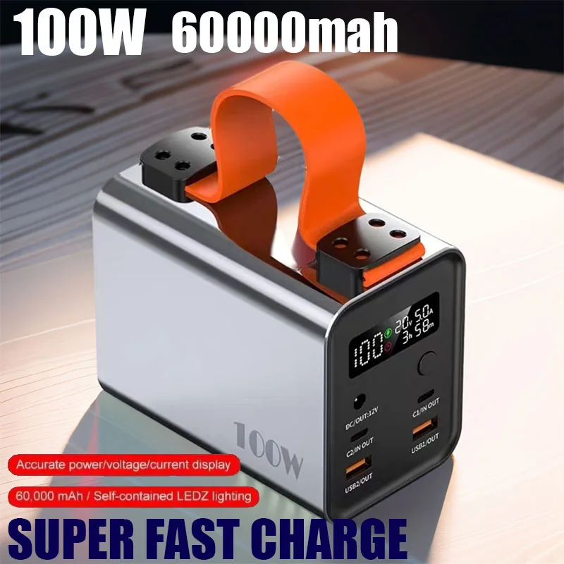 60000mAh Best Selling Power Bank Station PD100W Portable Power Bank ...