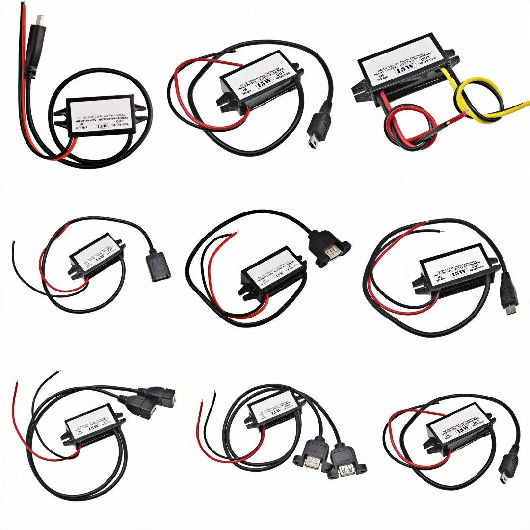 12V 24V to 5V 3A 15W Car Power Converter DC-DC Step Down Module Power ...