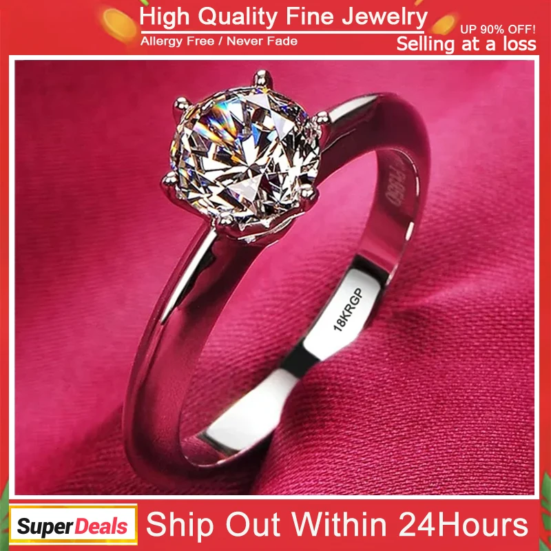 Never-Fade-White-Gold-Color-Rings-Women-High-Quality-Zircon-Ring ...