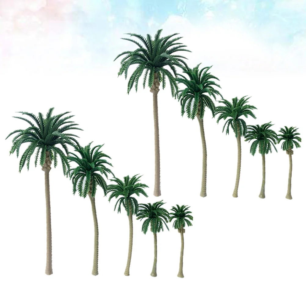 10PCS-Set-Simulation-Coconut-Tree-Model-Plastic-Mini-Palm-Tree-Scenery ...