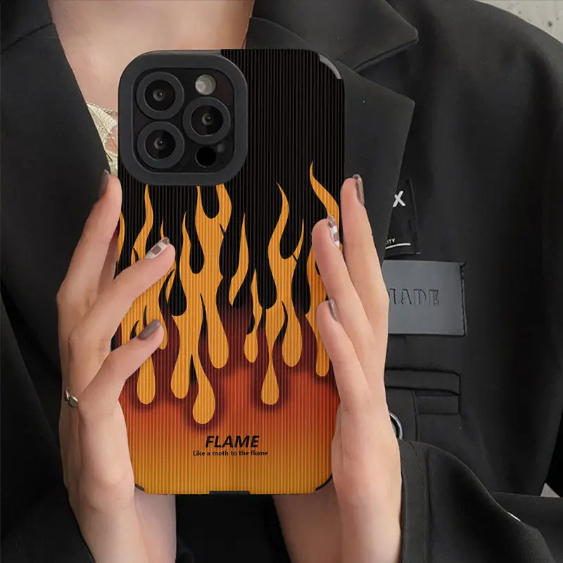 Orange Flame Style Fire Phone Case For Iphone 14 13 Pro Max 11 12 Pro ...
