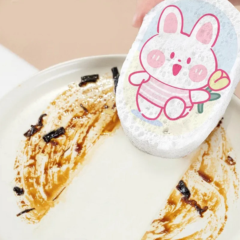 Cute Cartoon Dish Sponge Compressed Wood Pulp Sponge for Washing Dishes ...