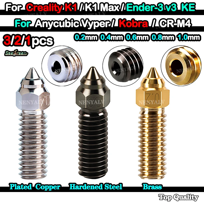 For-Creality-Ender-3-V3-KE-Nozzle-High-Quality-Brass-Plated-Copper ...