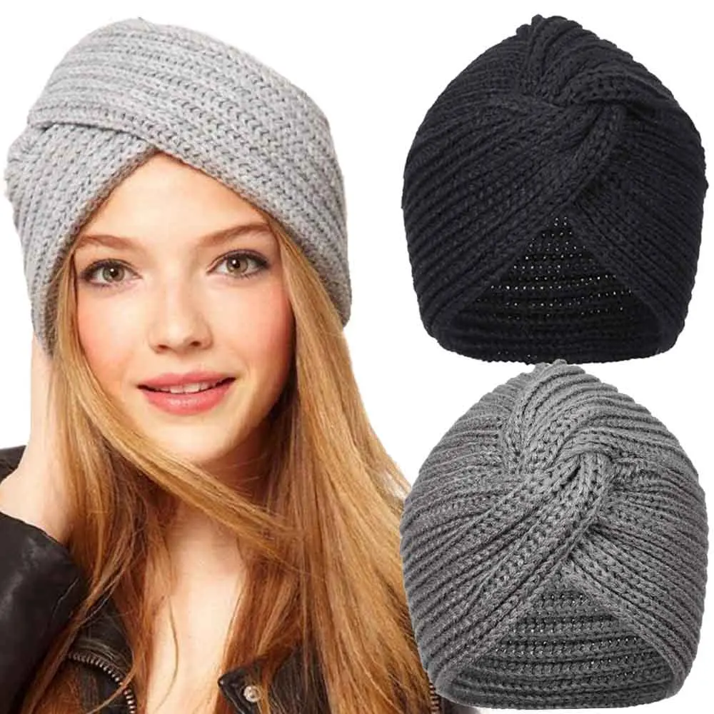 New-Women-Knit-Cashmere-Baotou-Hat-Muslim-Hat-Elasticity-Turban-Winter ...