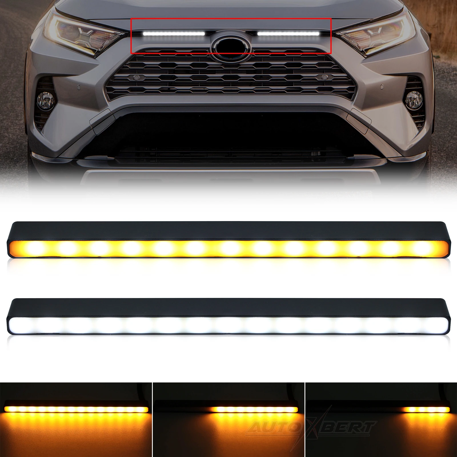 2PCS-Universal-6-15cm-12V-White-Amber-Daytime-Running-Light-Bar-LED ...