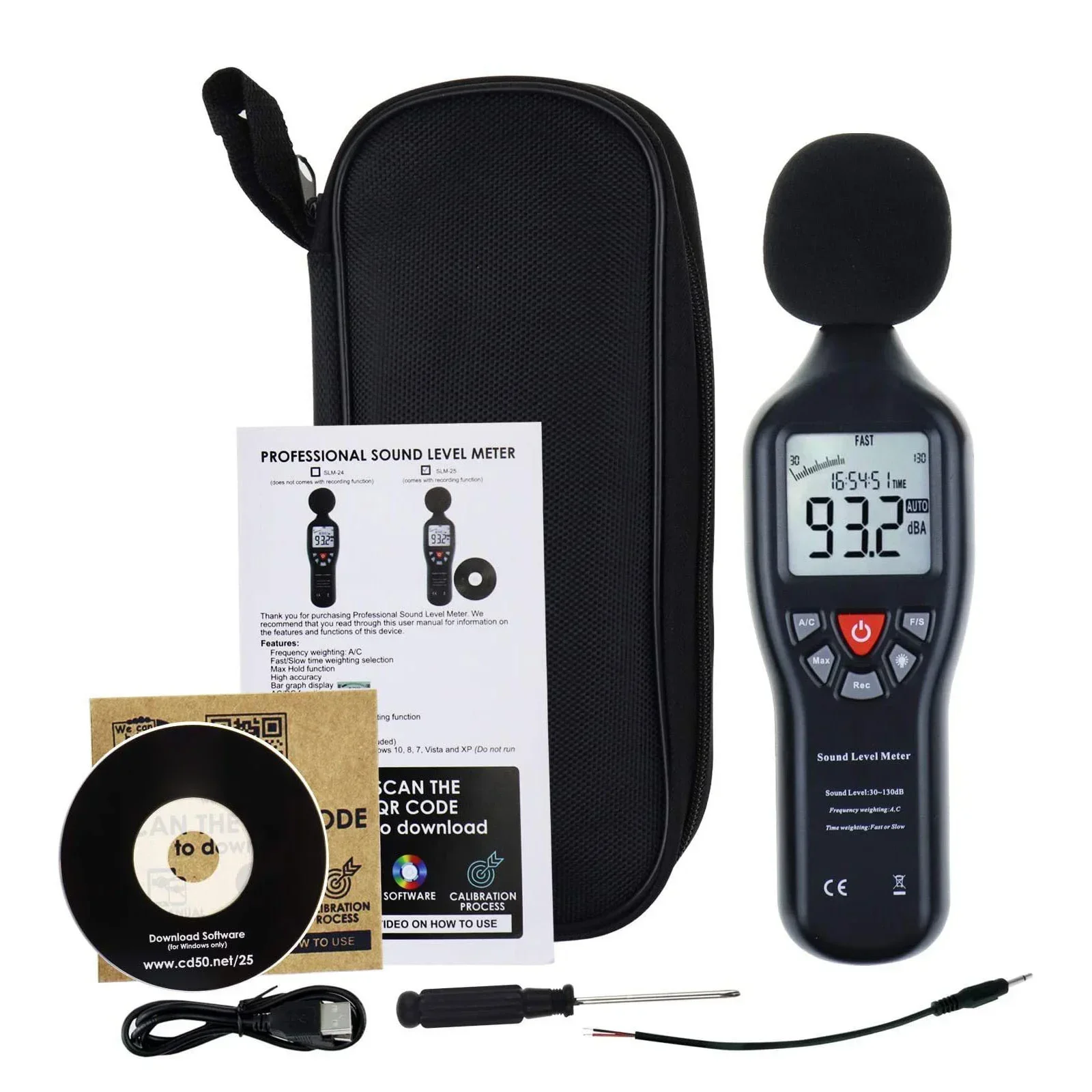 Professional-Sound-Level-Decibel-Noise-Meter-Measurement-30-130dB-USB ...