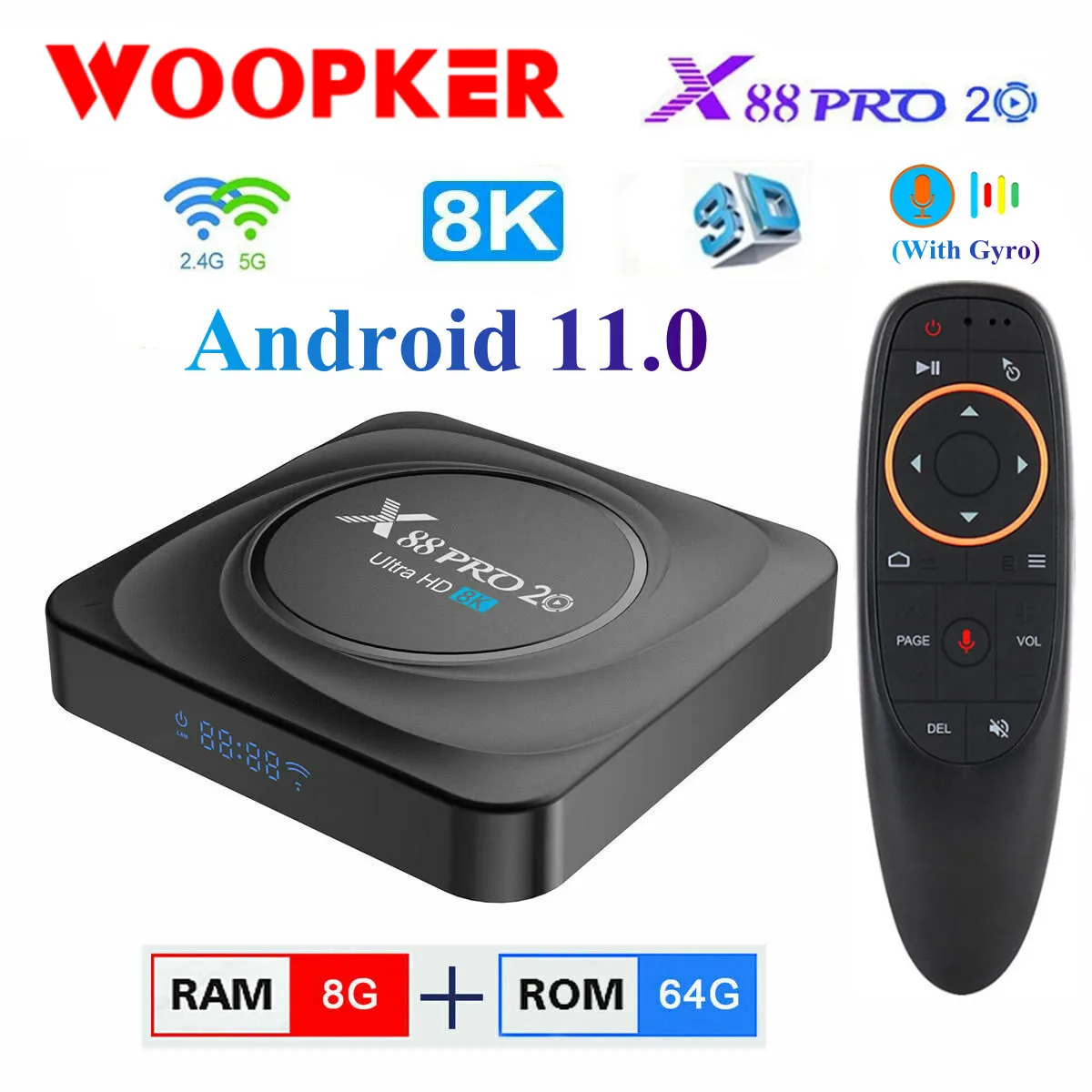X88 Pro 20 Tv Box Android 11 Rockchip Rk3566 8gb Ram 128gb Rom Smart Tv ...