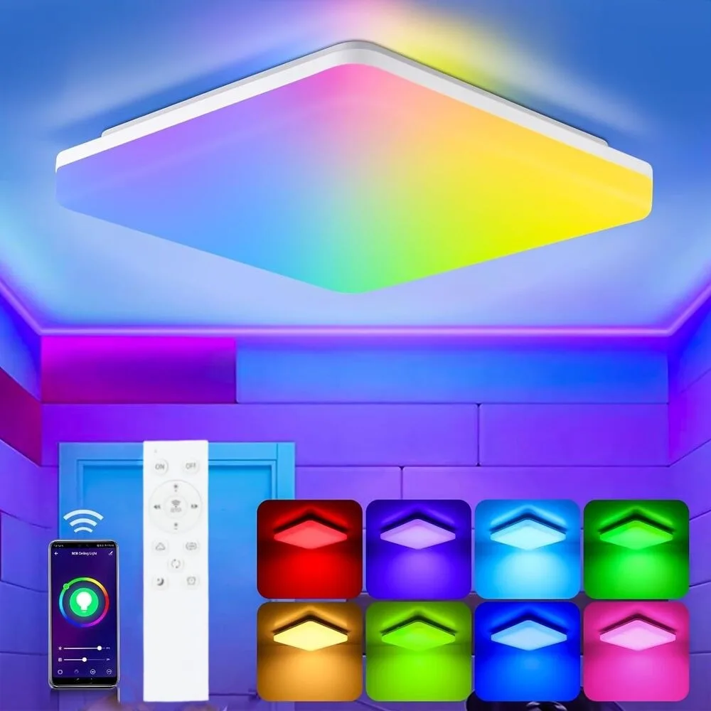 RGB-LED-Chandelier-with-Remote-control-36W-Dimmable-Modern-Ceiling-Lamp ...