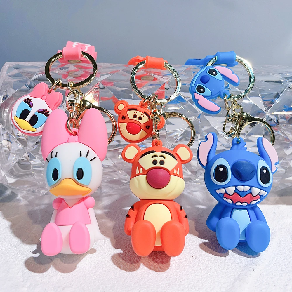 Cartoon-Mickey-Mouse-Keychains-Donald-Duck-Winnie-Pooh-Keyring-Disney ...