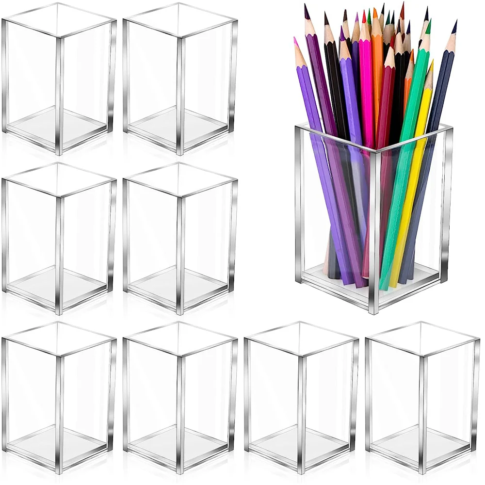 Clear-Acrylic-Pen-Holder-Makeup-Brush-Holder-Desktop-Pencil-Organizer ...