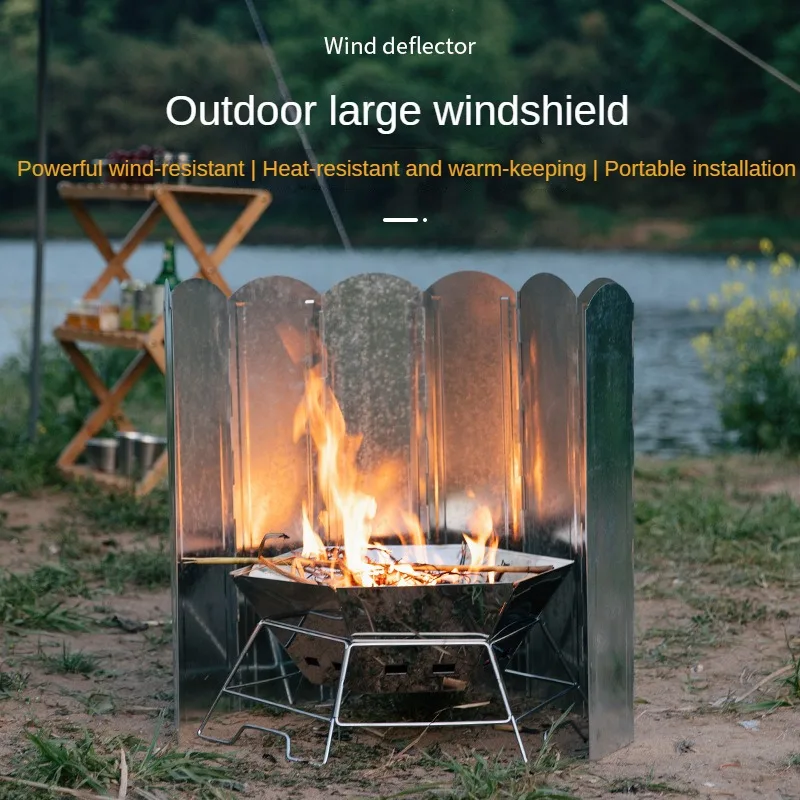 Folding-Camping-Stove-Windscreen-Outdoor-Wind-Blocker-8-Plates ...