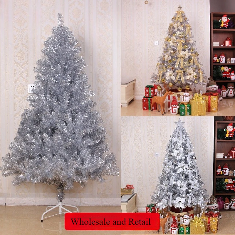 120-240cm Encrypted PVC Silver Christmas Tree Package with Iron-tipped ...