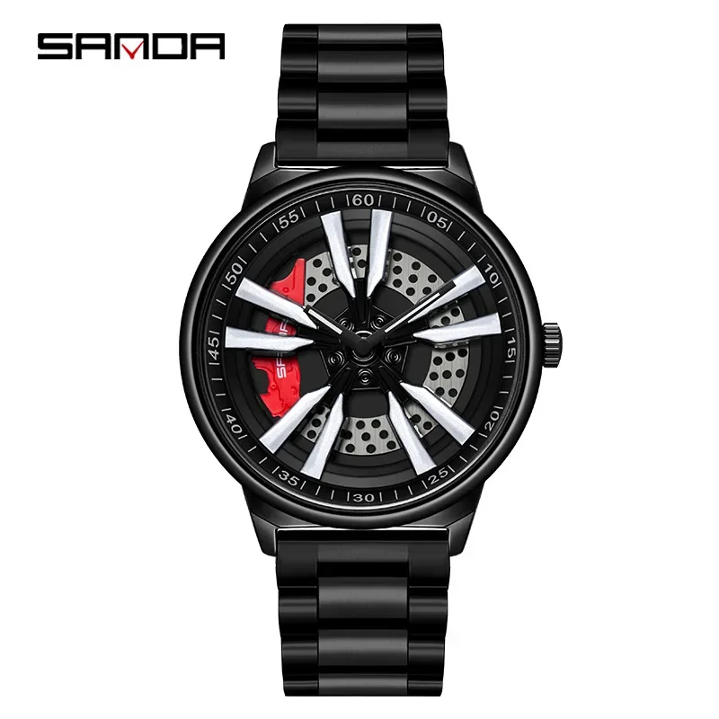 Sanda-1111-Rotating-Car-Wheel-Hollow-Out-3D-Design-Dial-Water-Resistant-Quartz-Movement-Fashion ...