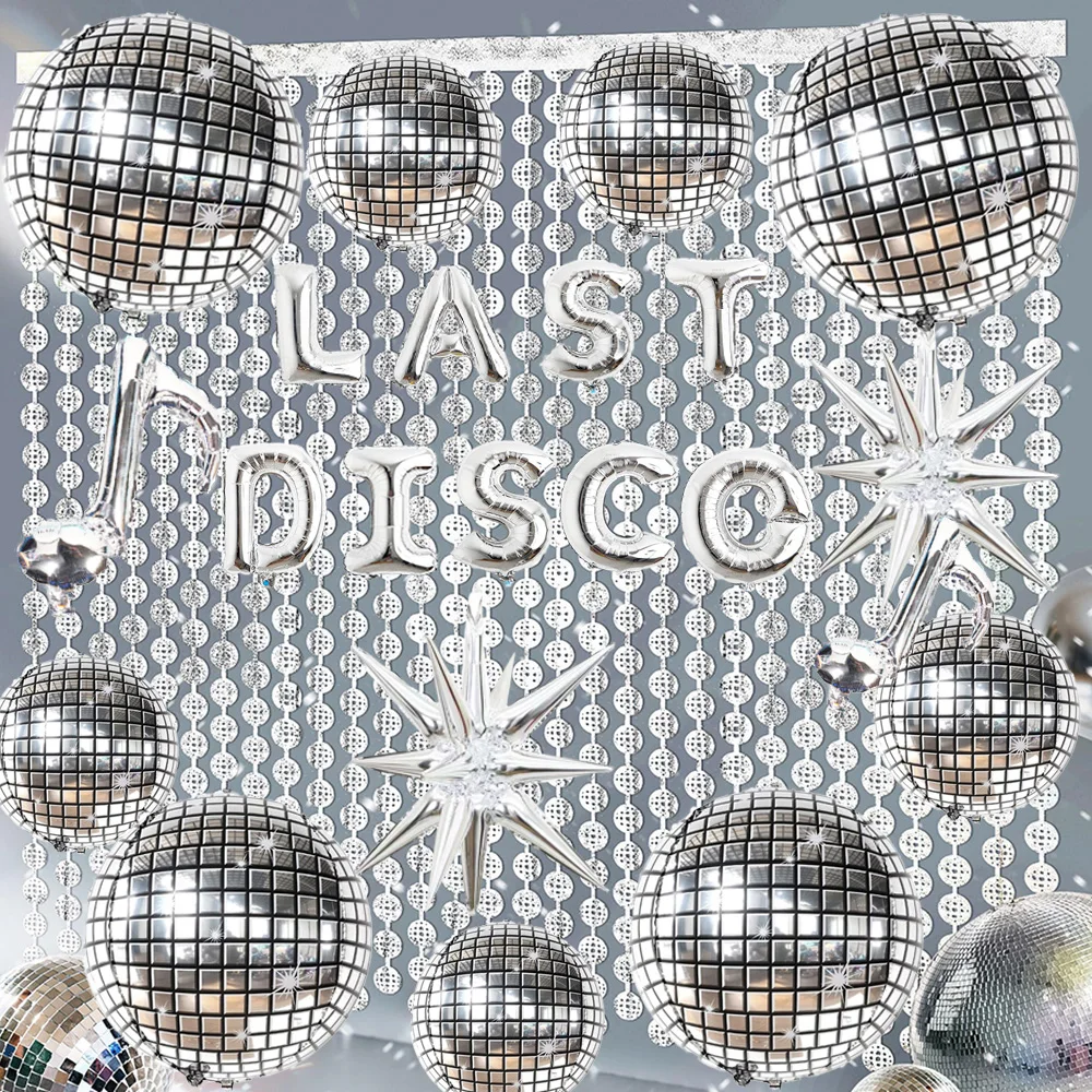 80s 90s Disco Ball Silvery Mirror Foil Curtain Last Disco 4D Balloon ...
