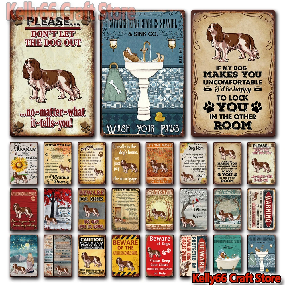 [ Kelly66 ] Beware Cavalier King Charles Spaniel Dog Rules Tin Poster ...
