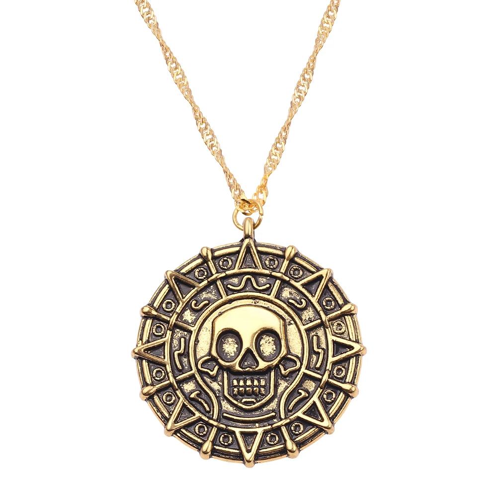 Collar de pirata del Caribe, colgante de cabeza de calavera de ...