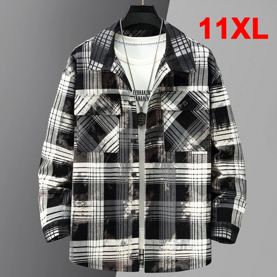 Striped-Plaid-Jacket-Men-Plus-Size-10XL-11XL-Coats-Jackets-Spring ...