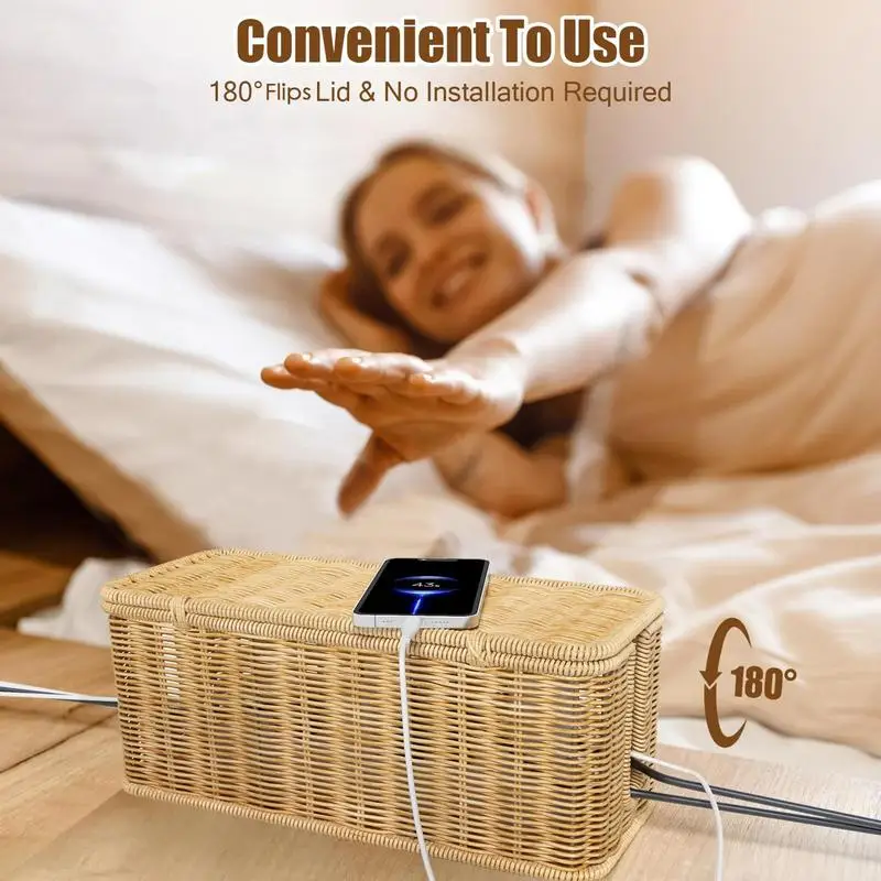 Rattan-Cord-Basket-Rattan-Storage-Box-Cord-Hider-Organizer-Box-Cable ...