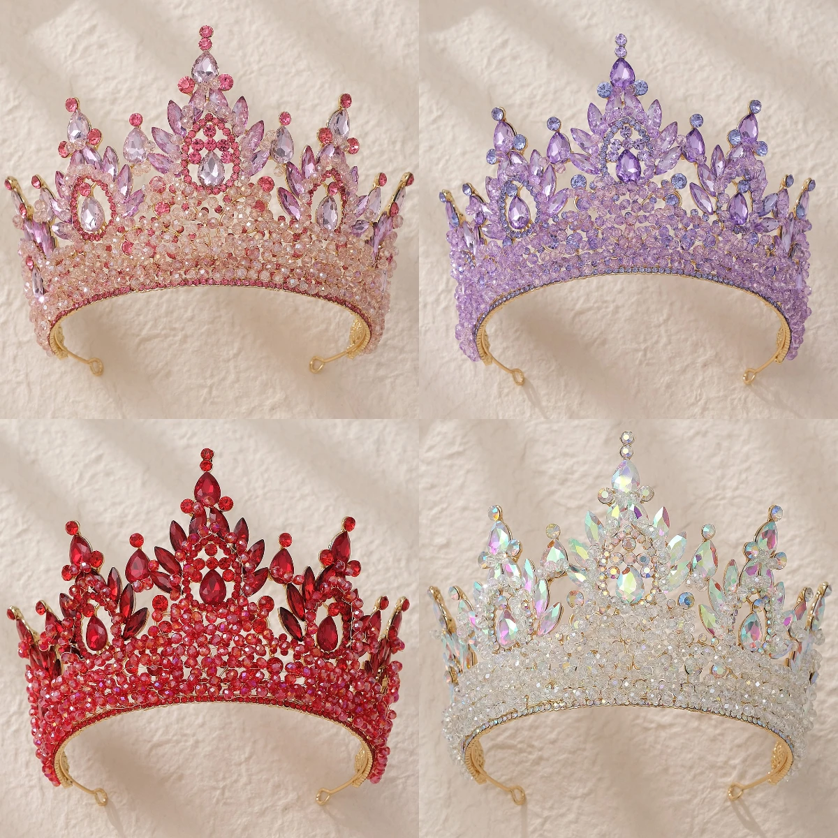Luxury Diamond Crystal Heavy Crown Bridal Wedding Rhinestone Tiara ...
