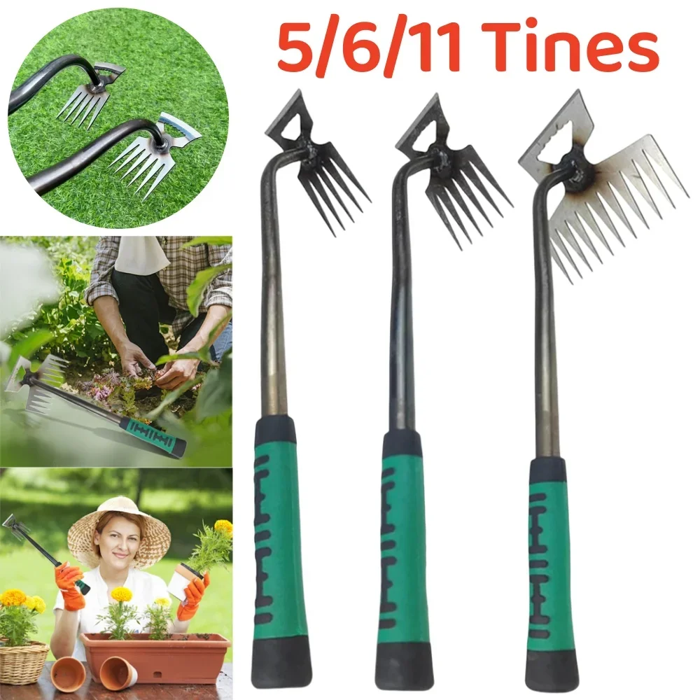 5-6-11-Tines-Gardening-Hand-Weeder-Tool-Manual-Weeds-Remover-Loose-Soil ...