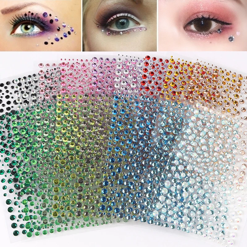 12 Colors Party Festival Decoration Face Body Colored Diamonds Jewels ...