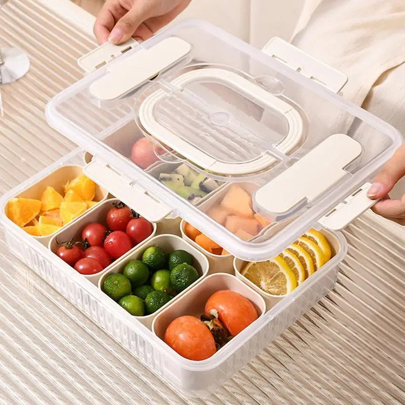 Fruit Storage Containers Snackle Box Container With Fork 8-Compartment ...