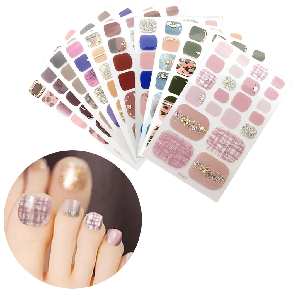 22Tips/Sheet Toe Nail Sticker Fresh Style Manicure Decals Self-adhesive ...