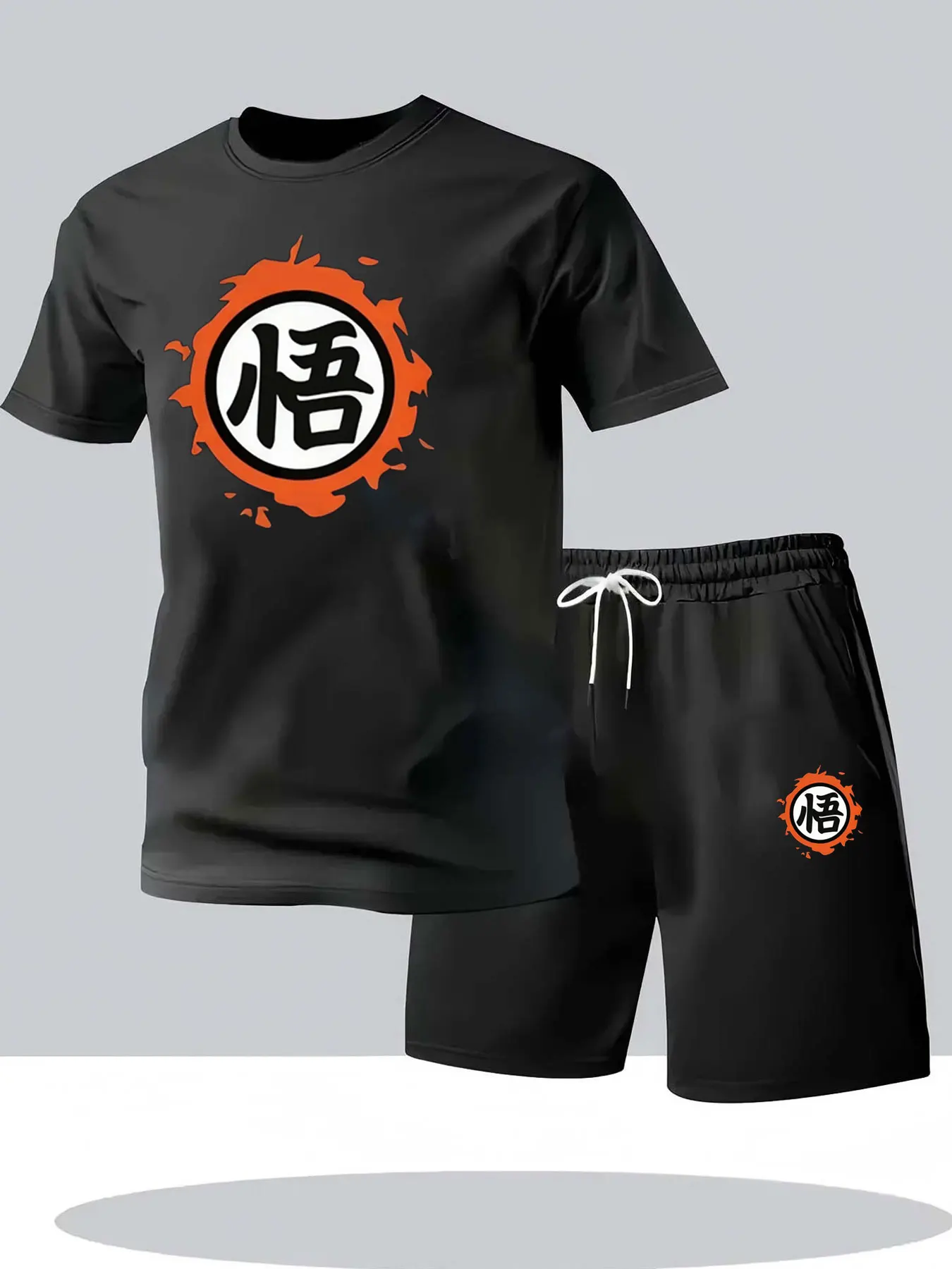 Summer Goku Suit Men's Sets Casual Fashion Two-Piece Sports Fitness ...