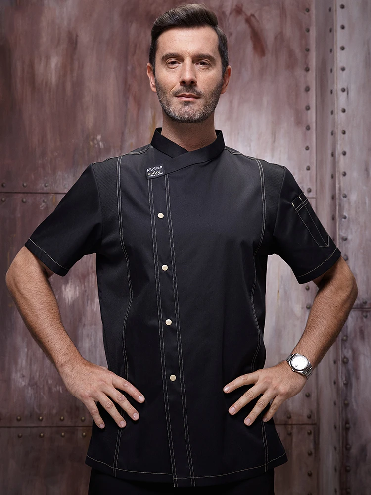 Short Sleeve Female Chef Costume Hotel Men's Cook Jacket Restaurant ...