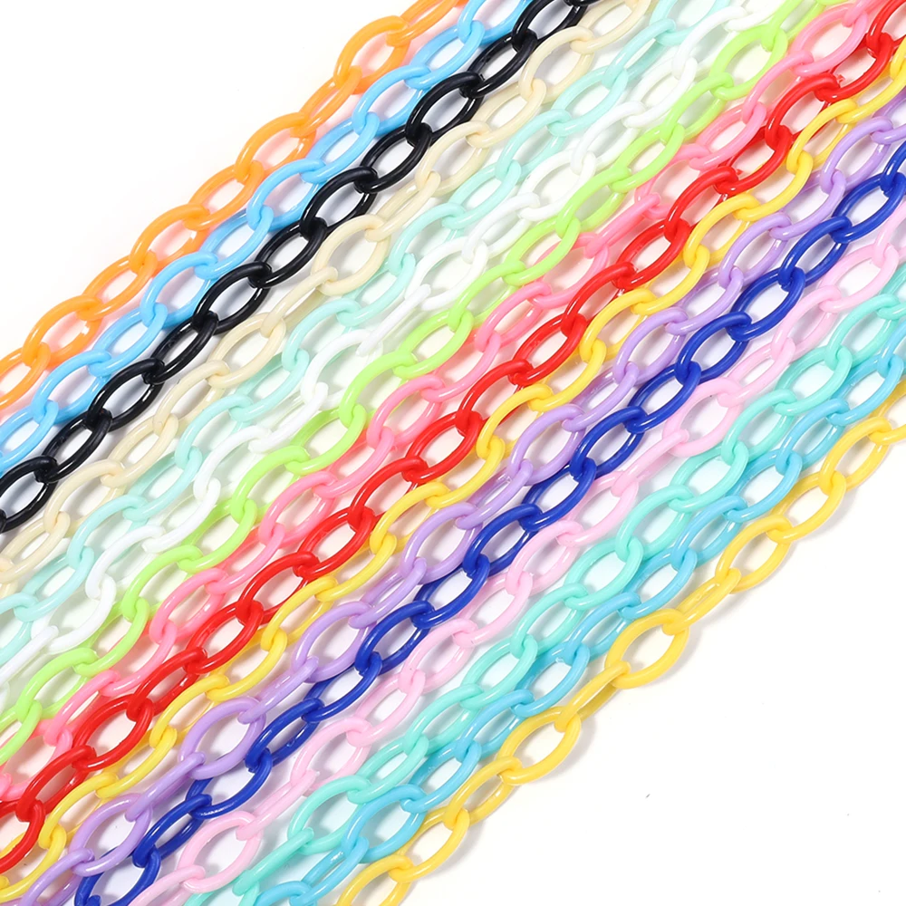 5pcs/lot Candy Colored Plastic Link Chains Oval Shape End Chains ...
