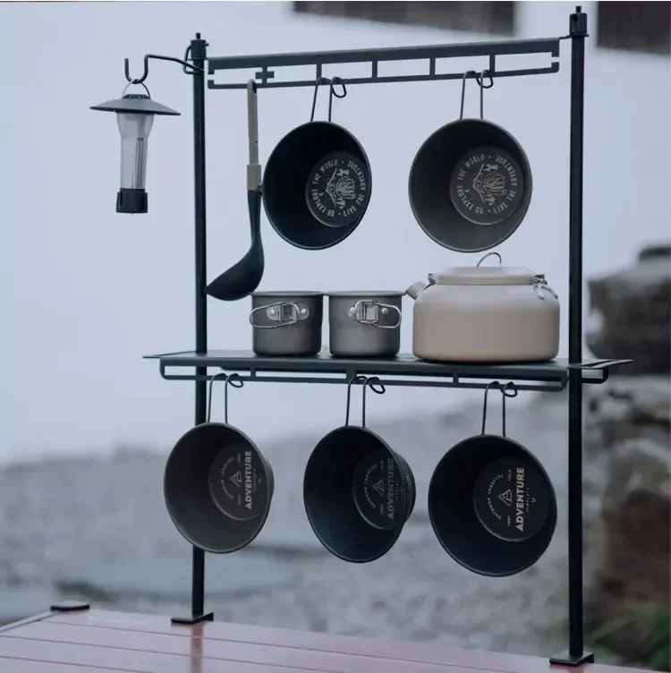 Outdoor-Aluminum-Storage-Rack-Foldable-Camping-Desktop-Double-layer ...