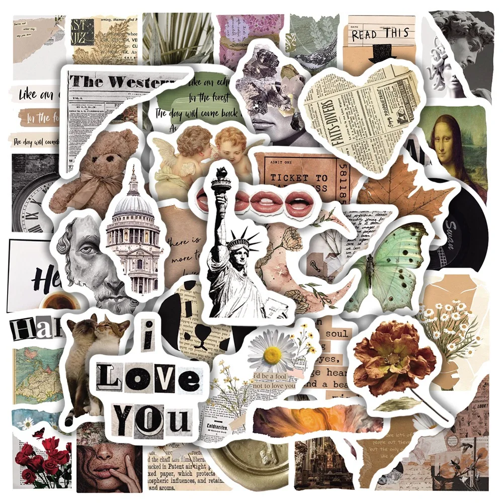 50pcs-Vintage-Stickers-Retro-Vsco-Graffiti-Aesthetic-Ins-Vinyl-Decals ...