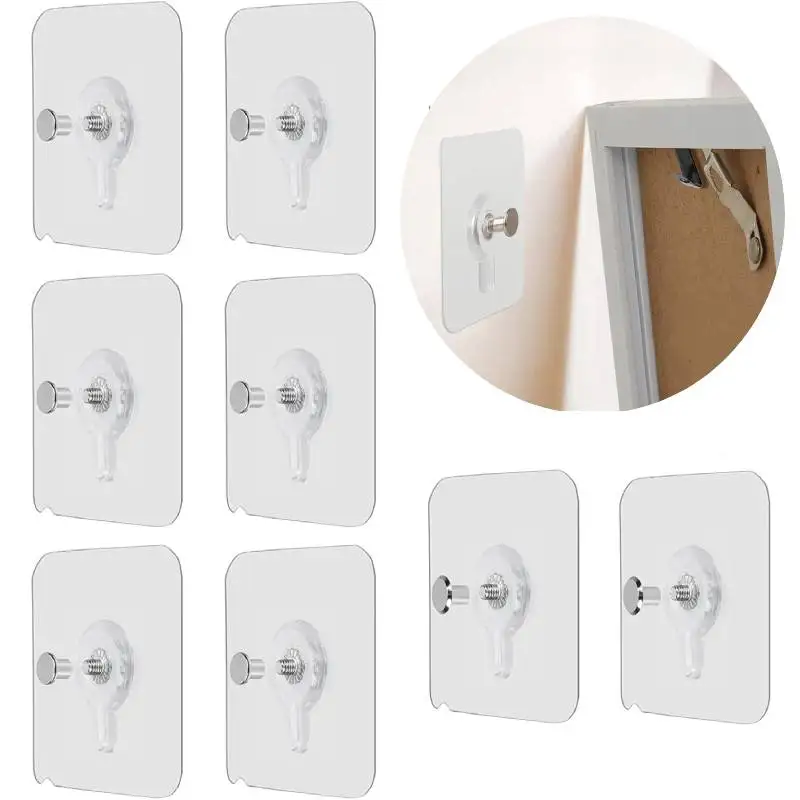 10pcs-Frame-Hanger-Adhesive-Screws-Sticker-Transparent-Punch-Free-Wall ...