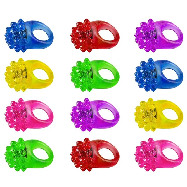 White LED Ring Light up Rings Soft Rubber Flashing Bumpy Rings Rave ...