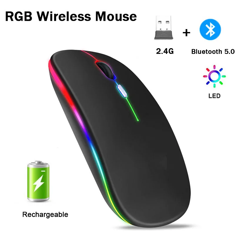221-RGB-Noiseless-2-4G-Wireless-Bluetooth-Mouse-Laptop-Portable-Mini ...