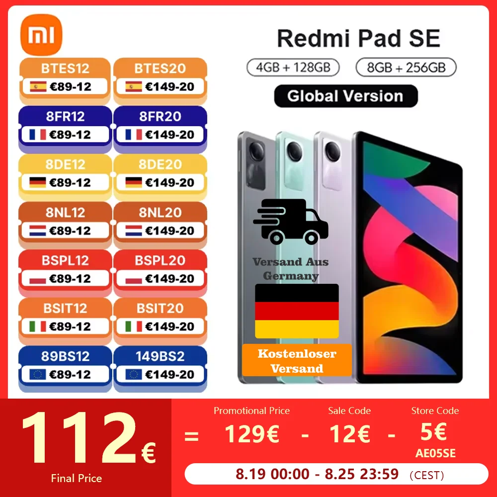 Xiaomi-Redmi-Pad-SE-Mi-Tablet-Global-Version-4GB-128G-8GB-256G ...