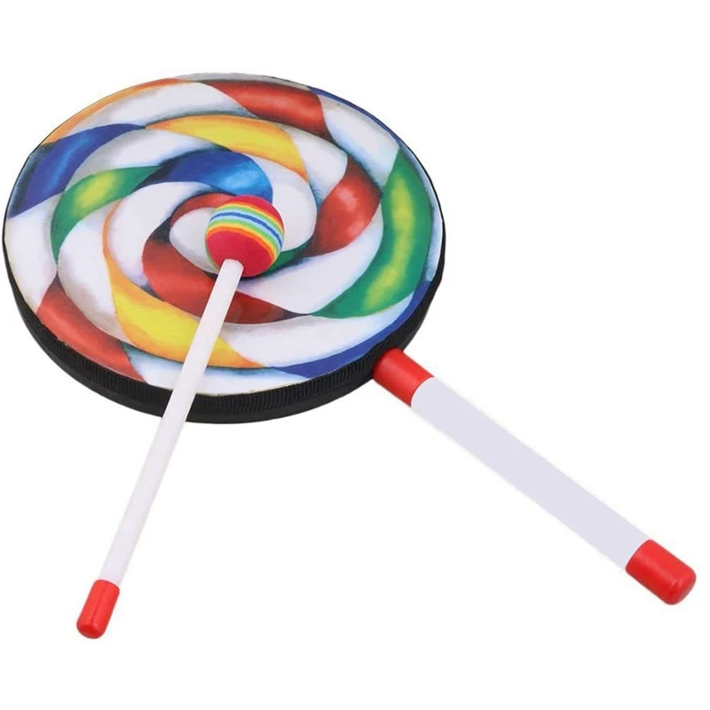 8Inch-Lollipop-Shape-Drum-With-Mallet-Rainbow-Music-Rhythm-Instruments ...