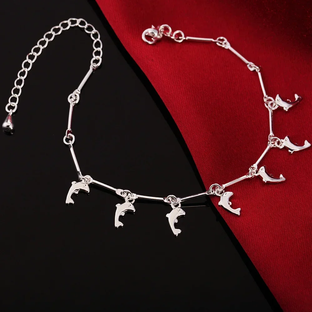 Popular 925 Sterling Silver elegant romantic dolphin Chain Bracelets ...