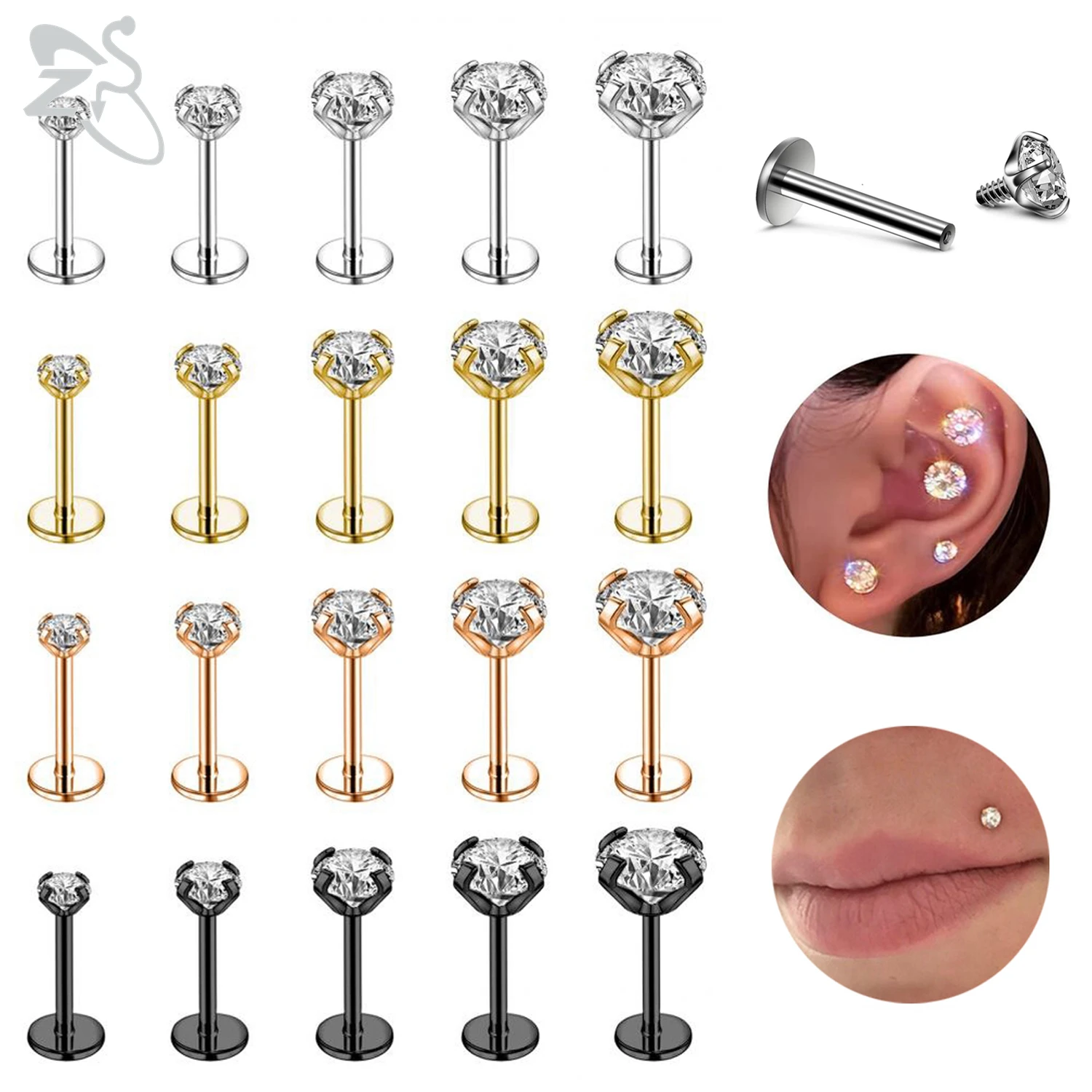 ZS-10-Pcs-lot-16G-18G-316L-Stainless-Steel-Labret-Lip-Piercing-Set-Men ...