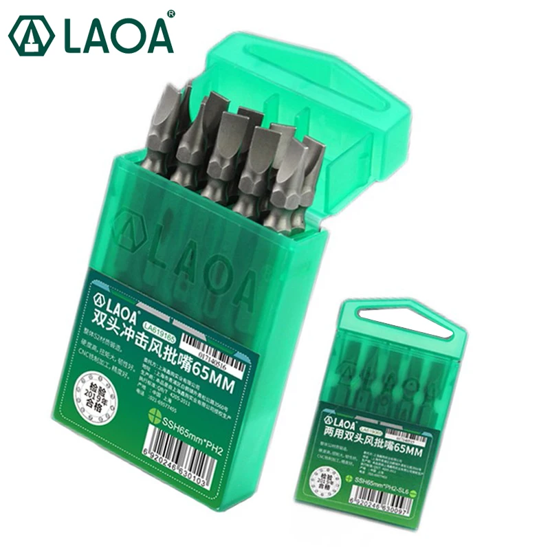 LAOA 10pcs Screwdriver Bits 65mm Slotted Phillips Screwdriver PH2 Electric Drill Screwdriver ...