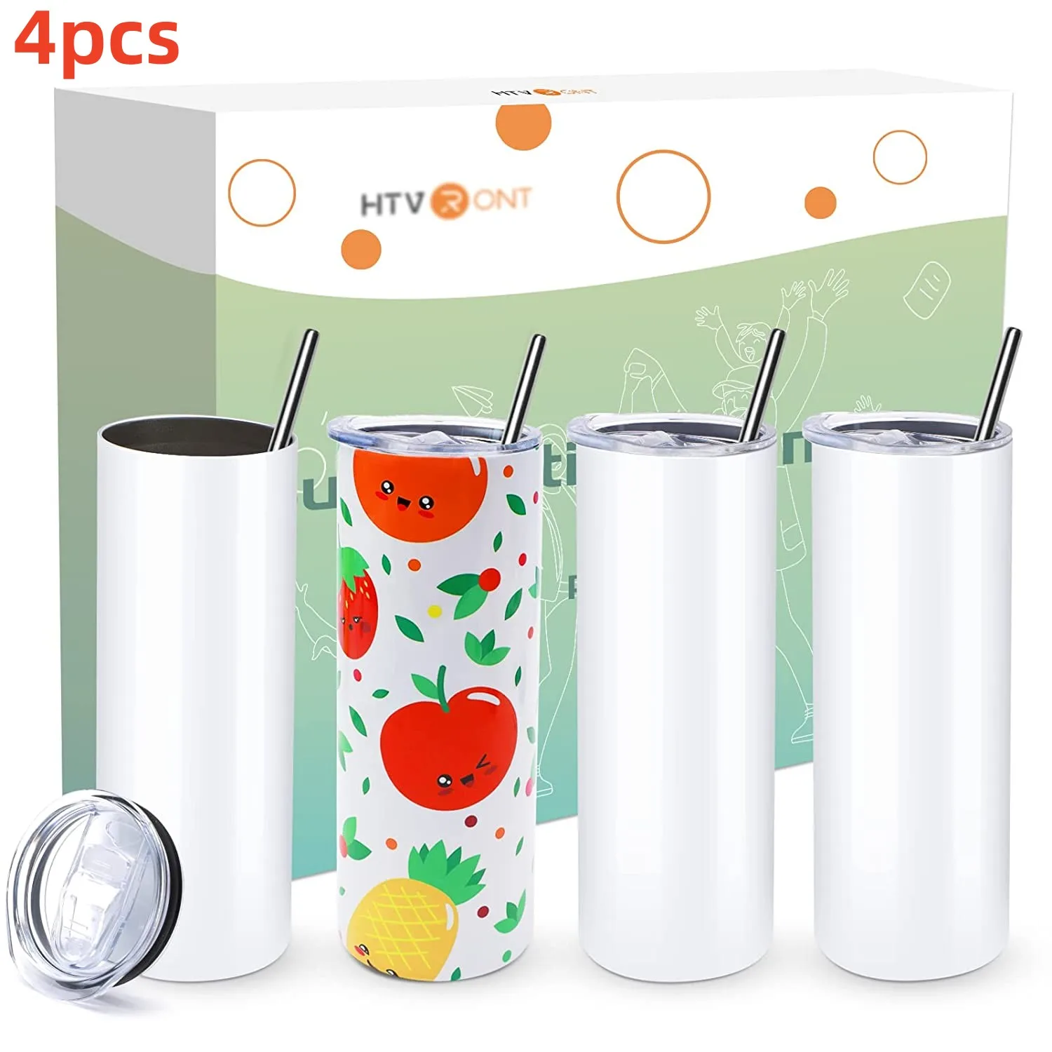 HTVRONT 4 Pack 20oz Straight Sublimation Tumblers Easy to Sublimate ...