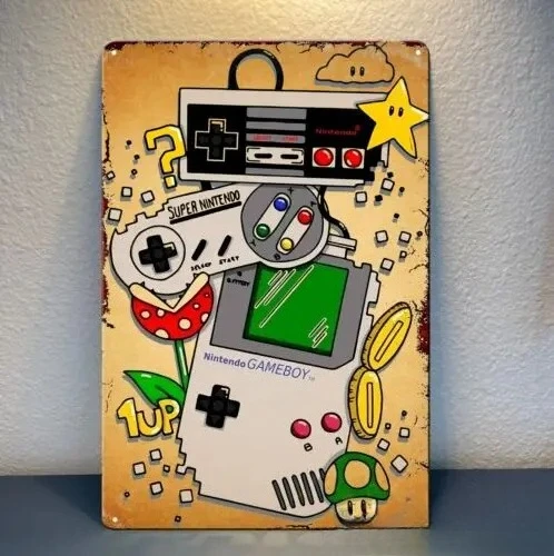 1p，Nintendo Gameboy Nes Consoles Video Game Metal Poster Tin Sign (Size ...