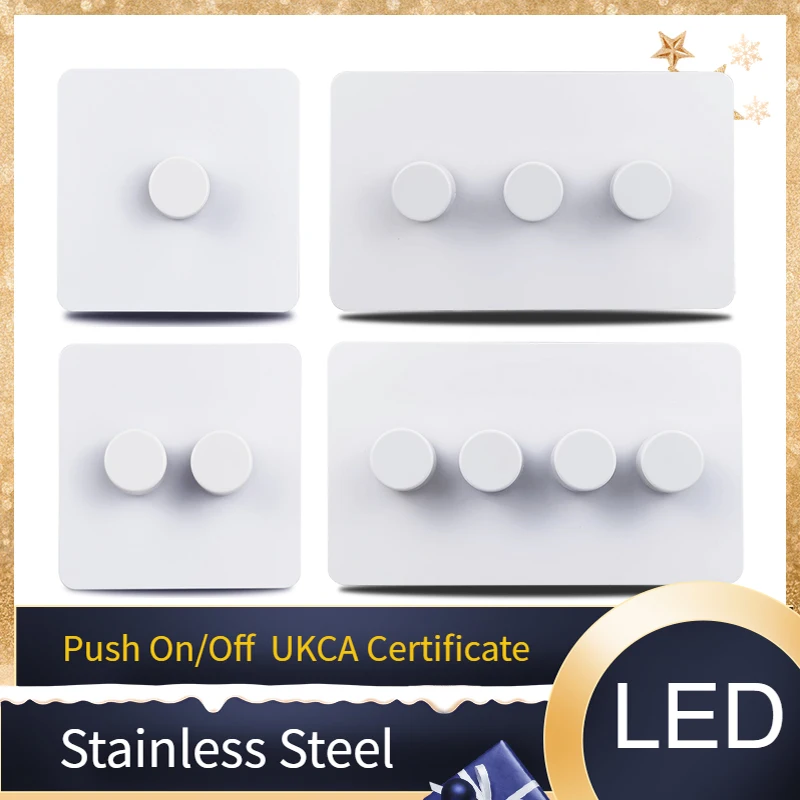 Matte-White-Single-Double-Dimmer-Switch-2-Way-Pass-through-Screwless ...