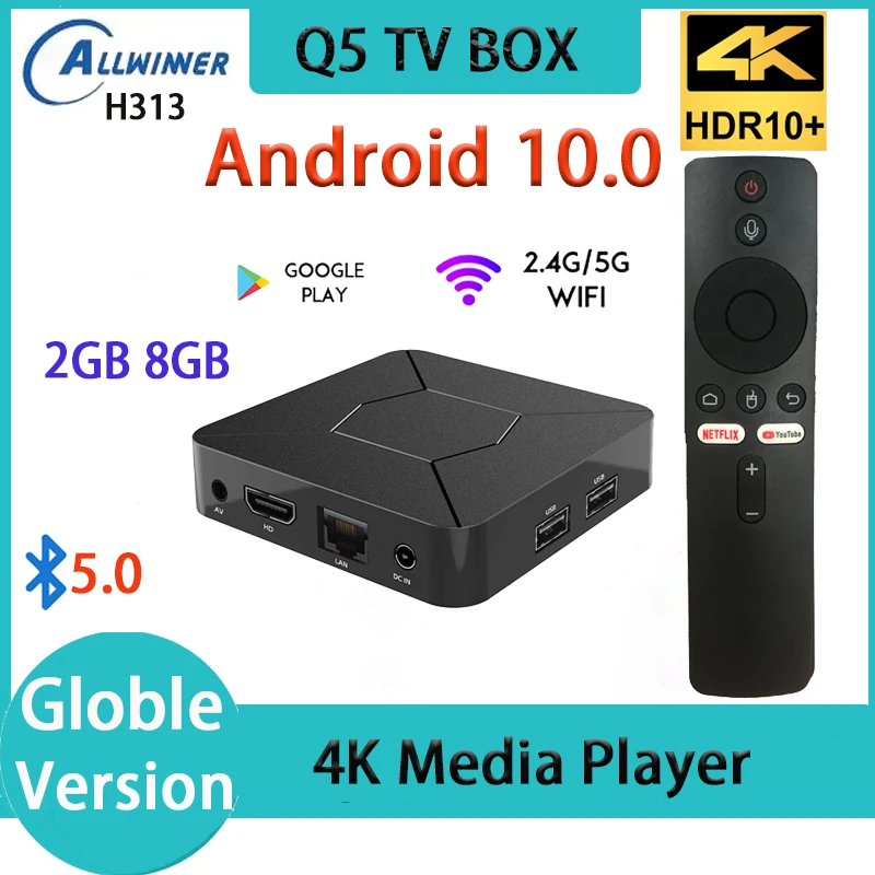 Q5 Smart TV BOX iATV 4K Android10.0 TVBox 2G8G Allwinner H313 Multi Streamming BT5.0 Voice ...