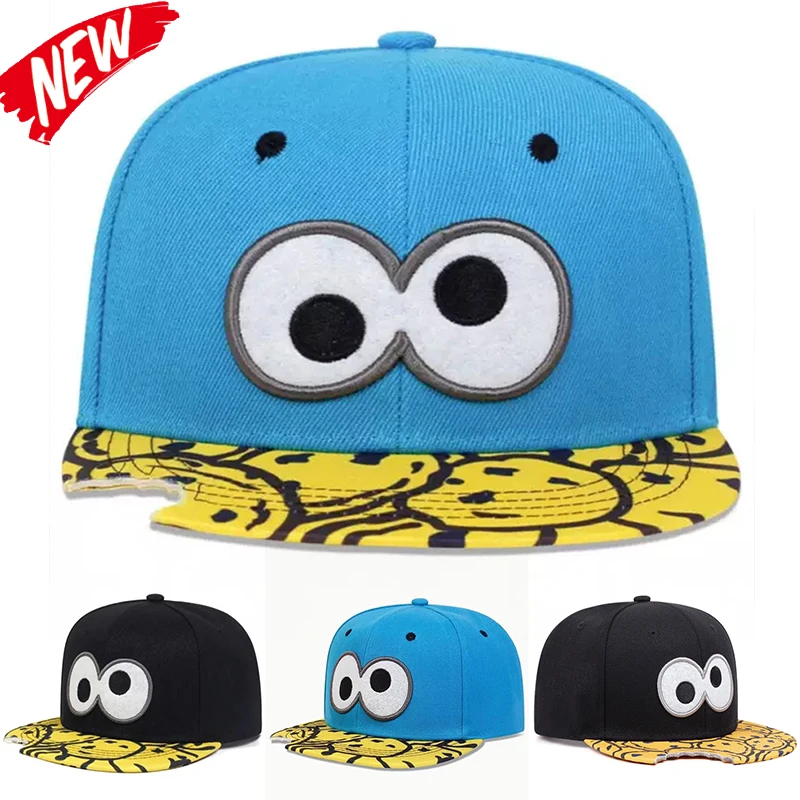 Fashion Adult Cartoon Big Eyes Snapback Baseball Cap Blue Adjustable ...