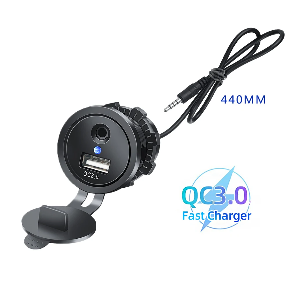 Car-QC3-0-Quick-Charge-3-5mm-AUX-Socket-USB-Power-Outlet-Panel-Phone ...