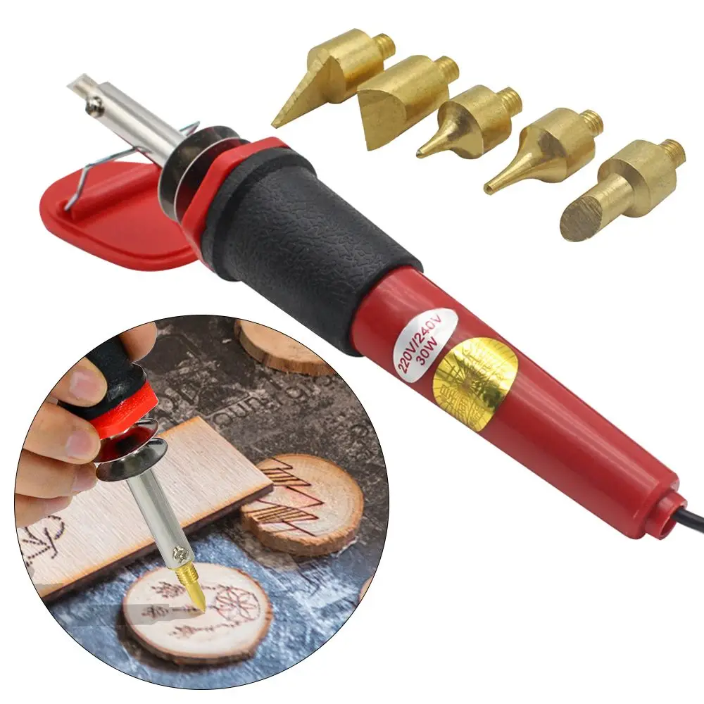 Heat-Adjustable-Temperature-Welding-Tips-Soldering-Iron-Head-Set-Wood ...