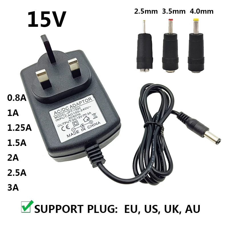 15V2A 15V3A AC 100V-240V Converter DC Power Supply UK 15V Power Supply ...